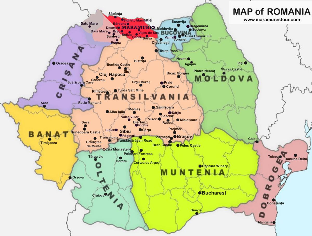 Map of Romania – Private tours of Maramures, Bucovina, Transylvania, and beyond