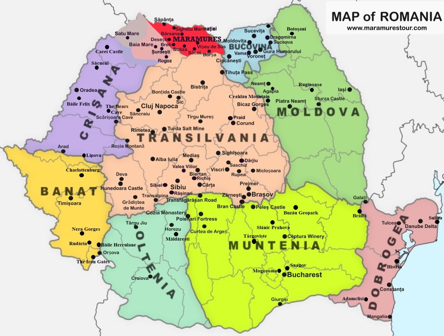 Map of Romania – Private tours of Maramures, Bucovina, Transylvania ...